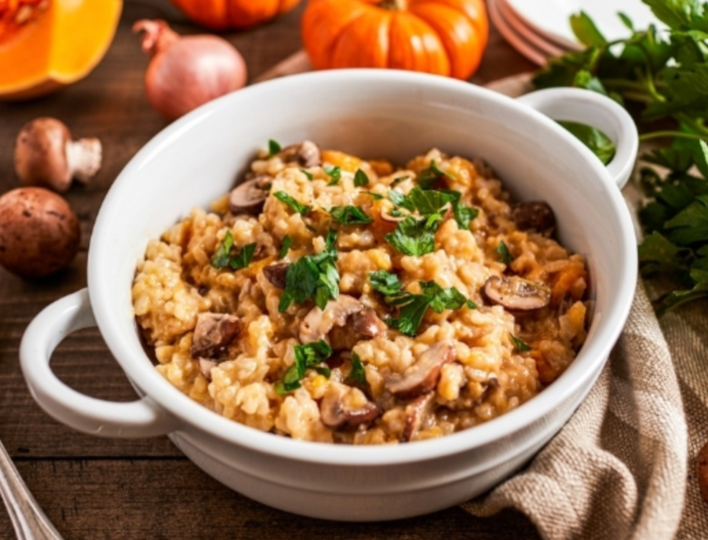 Pumpkin Risotto with Mushrooms